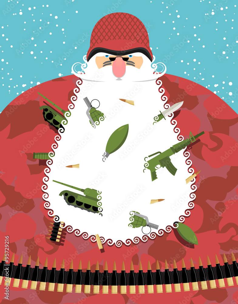 Santa Claus military. Santa in camouflage uniforms and soldier h Stock ...