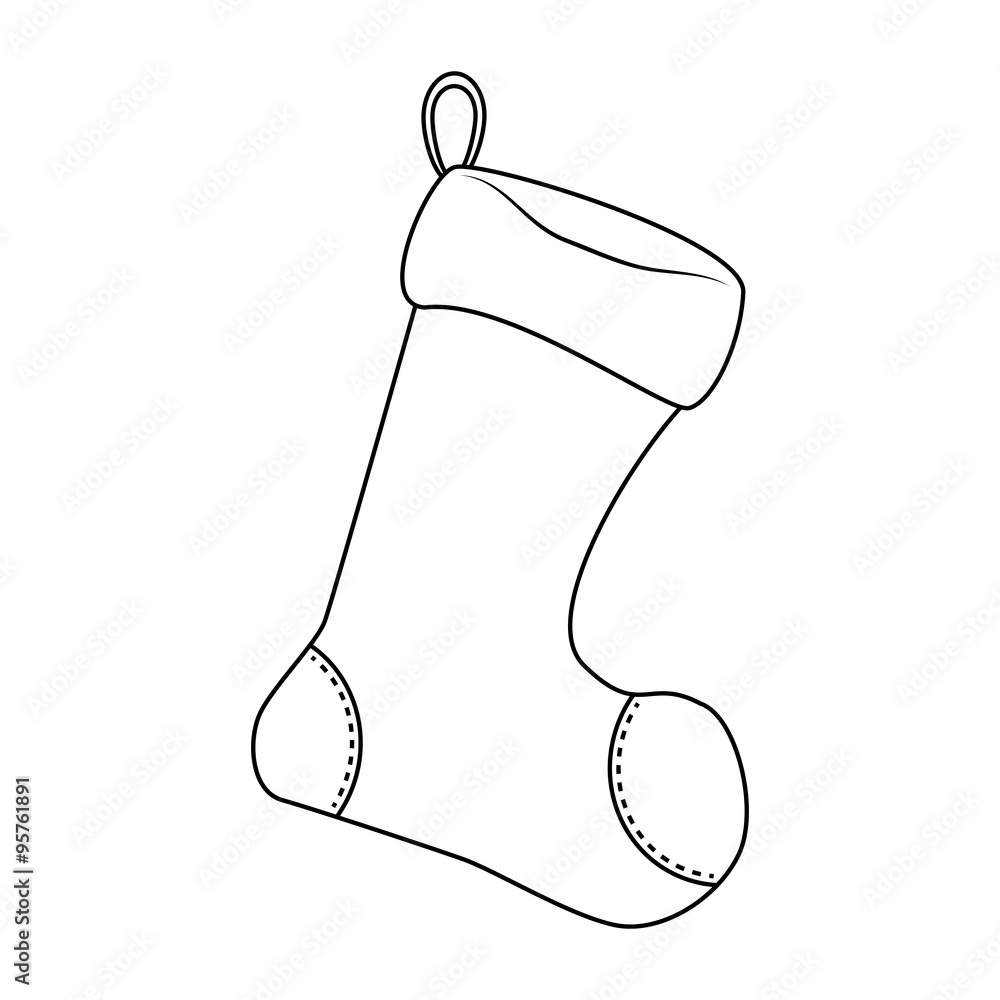 Christmas sock outline icon, symbol, design. Winter vector illustration ...