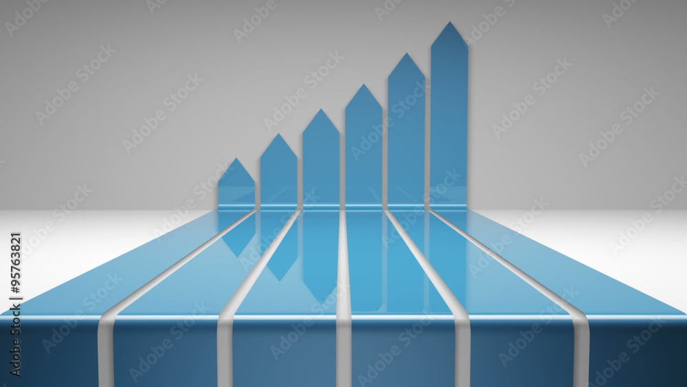 Animated Arrow Chart Rising Blue. concept animated arrows turn the ...