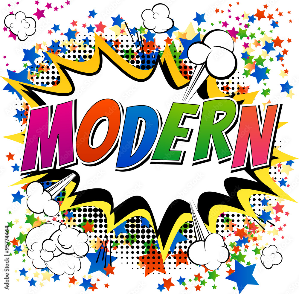 Modern - Comic book style word on comic book abstract background. Stock ...