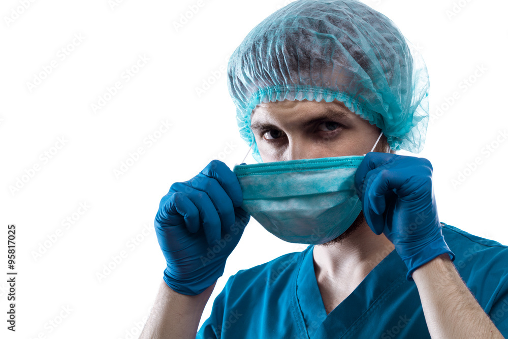 Doctor Surgeon Putting On The Medical Mask Stock Photo | Adobe Stock