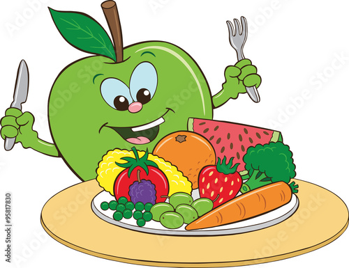 Healthy Eating cartoon Stock Vector | Adobe Stock