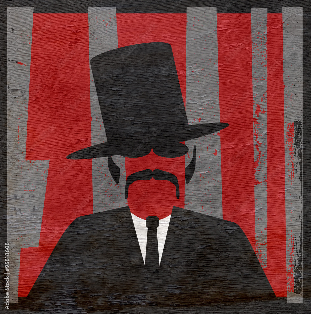 retro gangster on wood grain texture Stock Photo | Adobe Stock