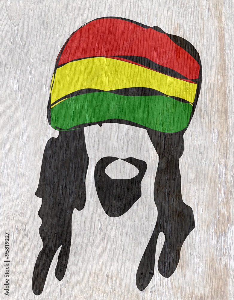 rastafarian man design with wood grain texture Stock-Illustration ...