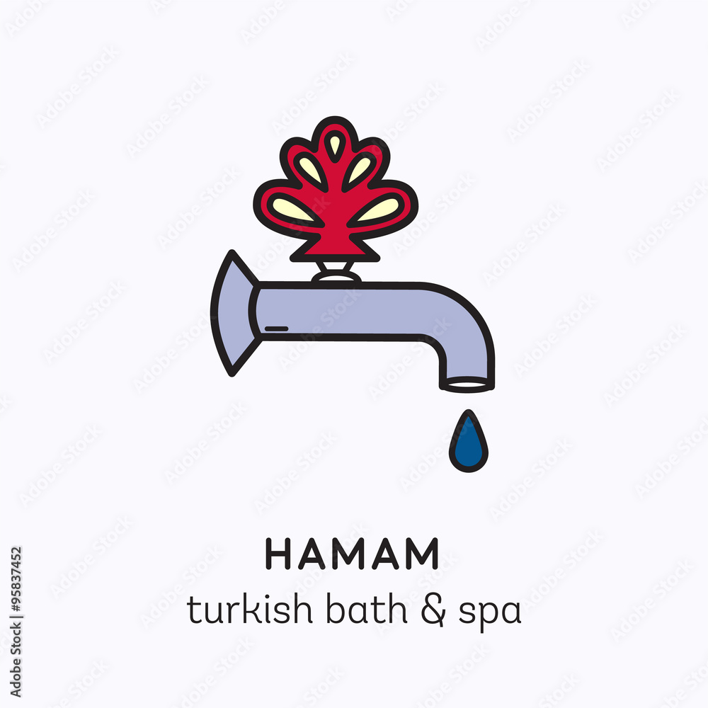 Vector logo line art icon for hamam - turkish bath or spa center ...