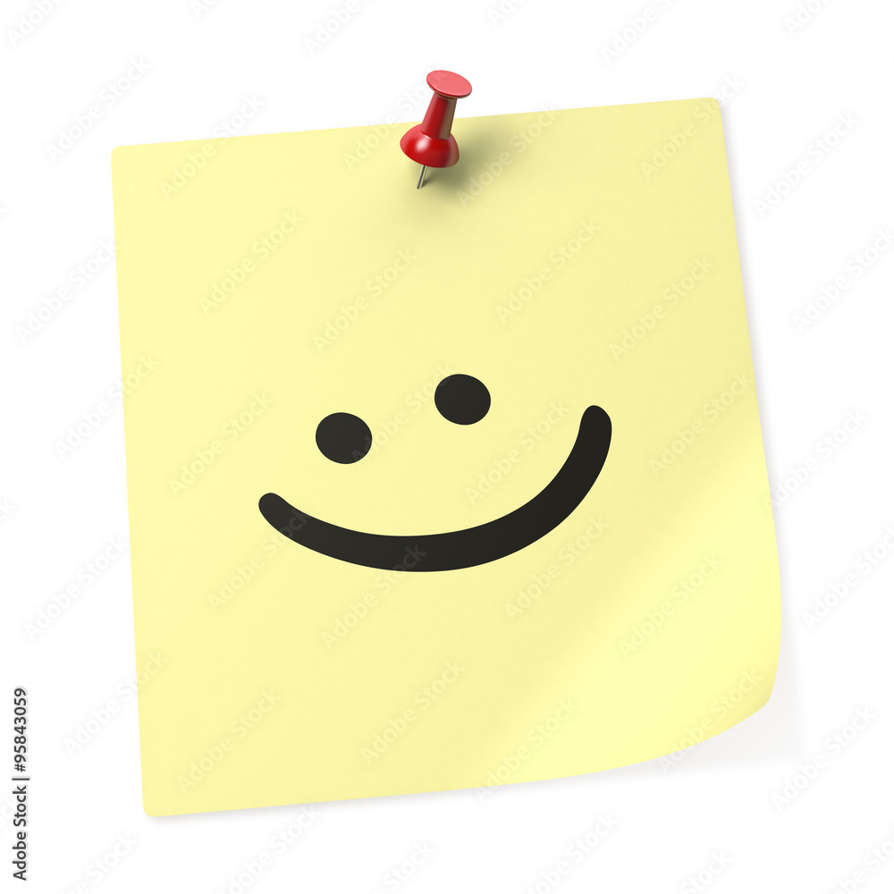 Smiley Face yellow sticky note Stock Illustration | Adobe Stock