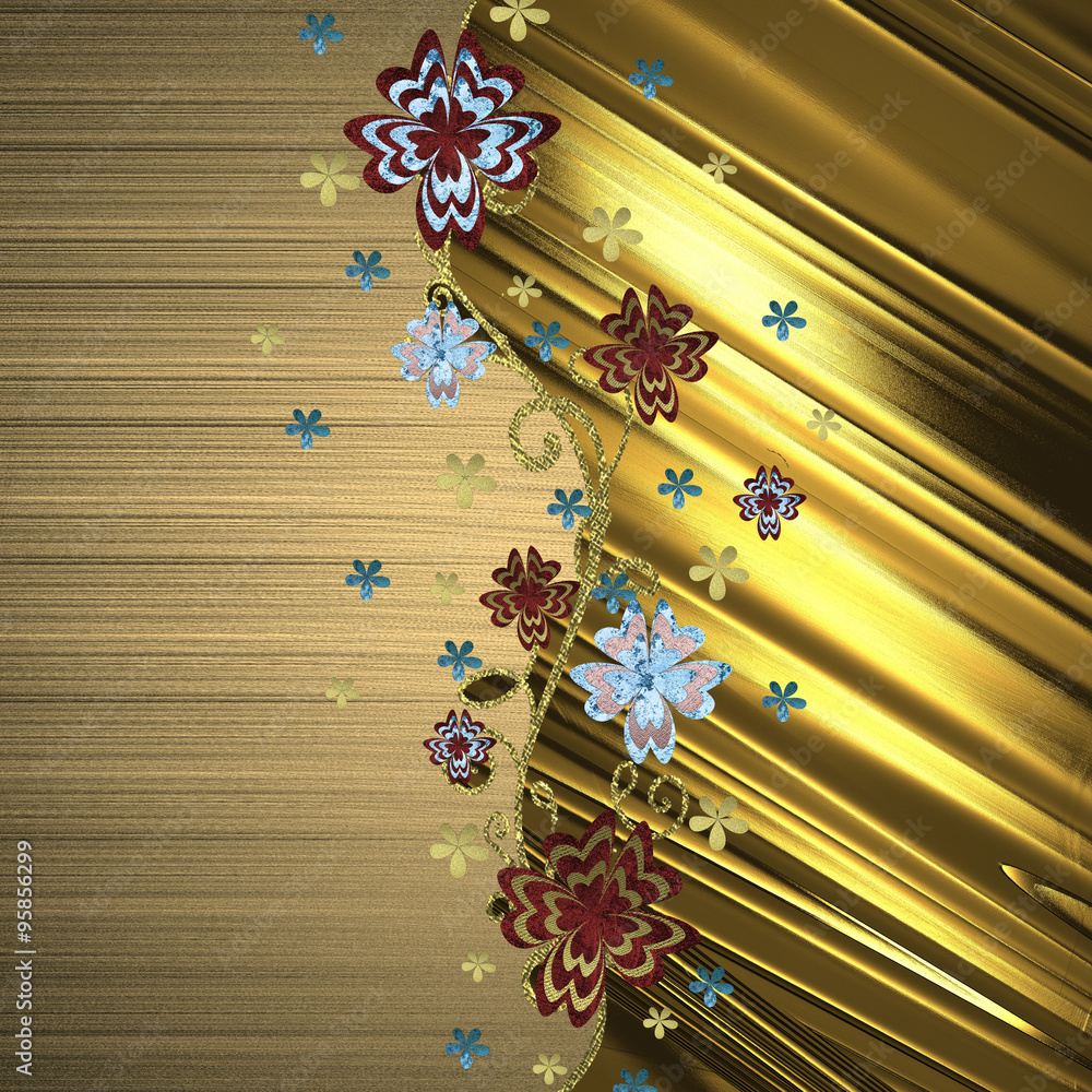 Gold background with patterned flowers. Element for design. Template ...