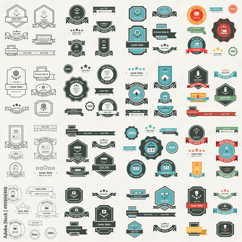 Label And Ribbon template design pack Stock Vector | Adobe Stock