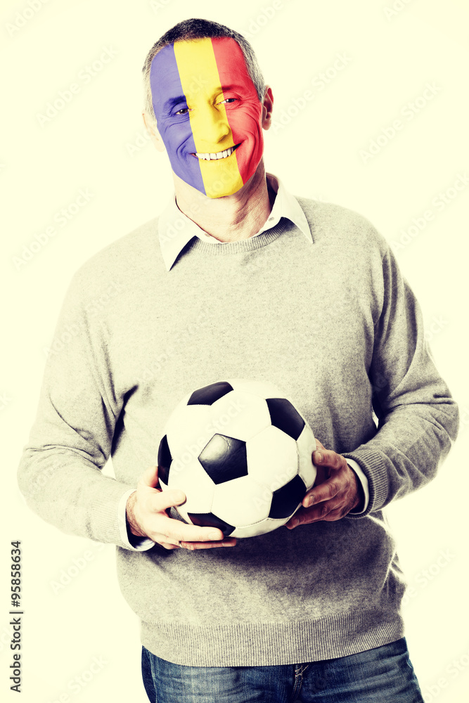 Mature man with Moldova flag on face. Stock Photo | Adobe Stock