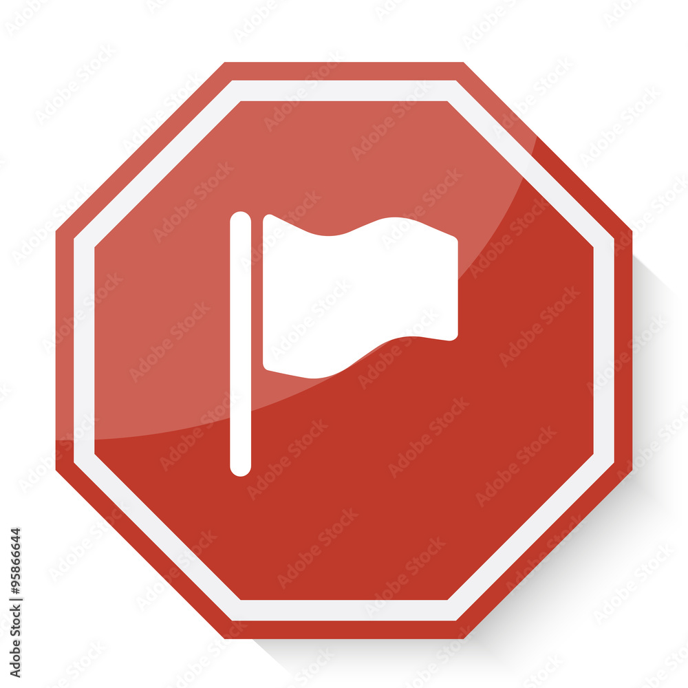 White Flag icon on red stop sign web app Stock Vector | Adobe Stock