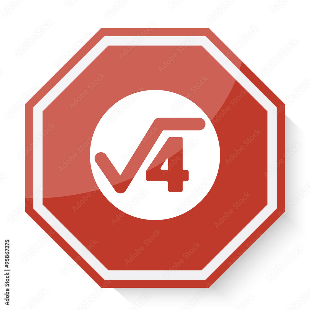 White Square Root icon on red stop sign web app Stock Vector | Adobe Stock