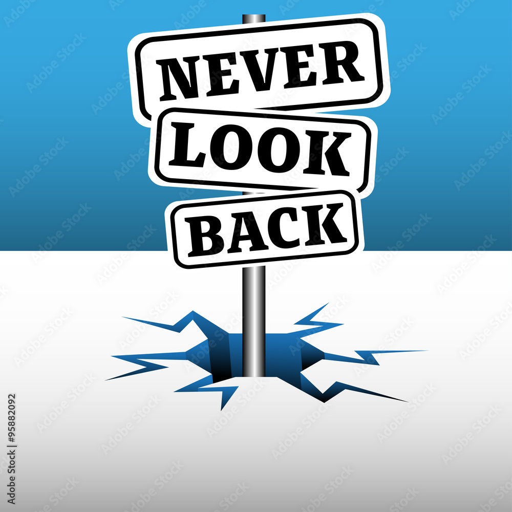 Abstract colorful background with three plates with the text never look ...