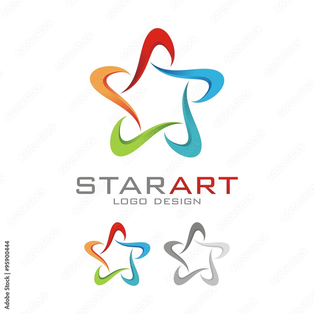 3D Star Five Colors Logo Design Stock Vector | Adobe Stock