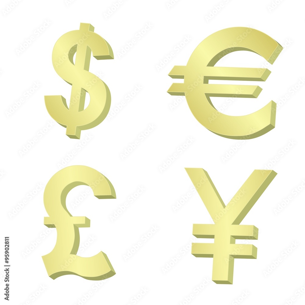Currency Symbols 3d