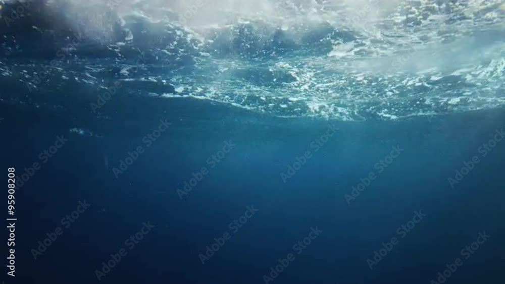 Beautiful underwater sea scene view from window porthole with natural ...