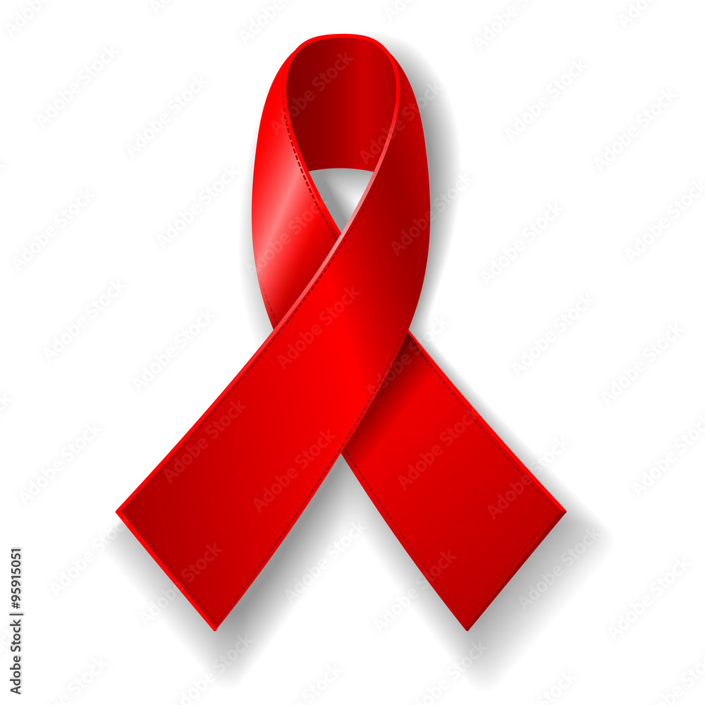 World AIDS Day concept poster with red ribbon of AIDS awareness. The ...