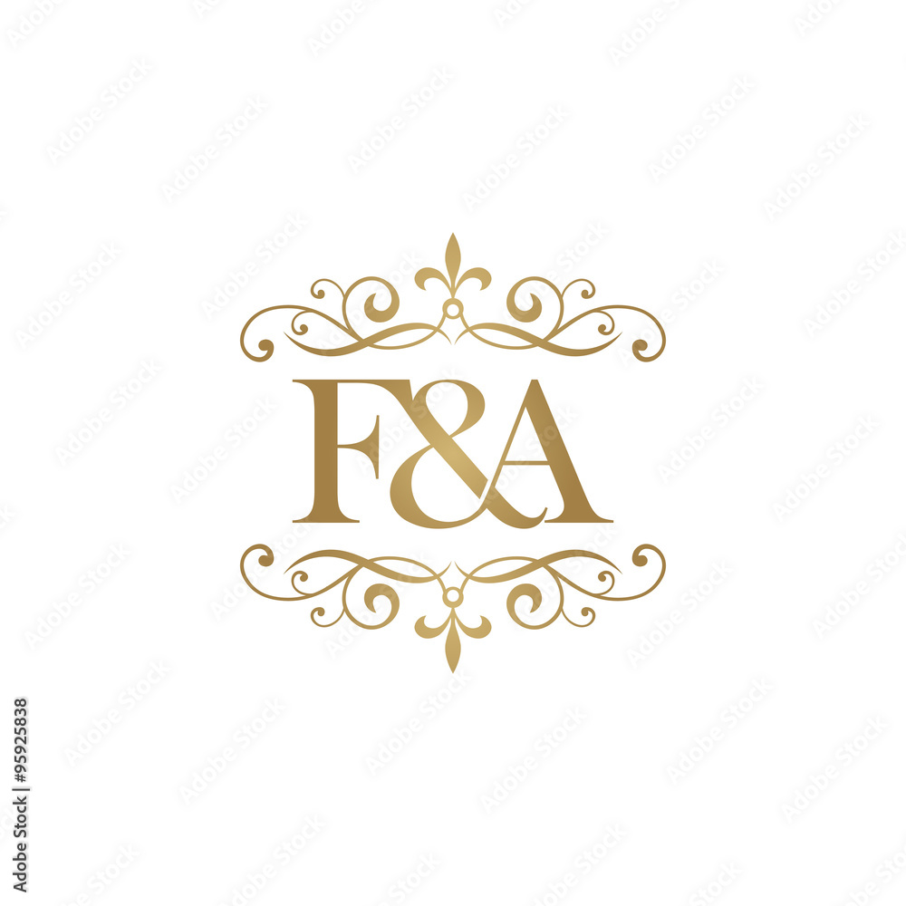 F&A Initial logo. Ornament ampersand monogram golden logo Stock Vector ...