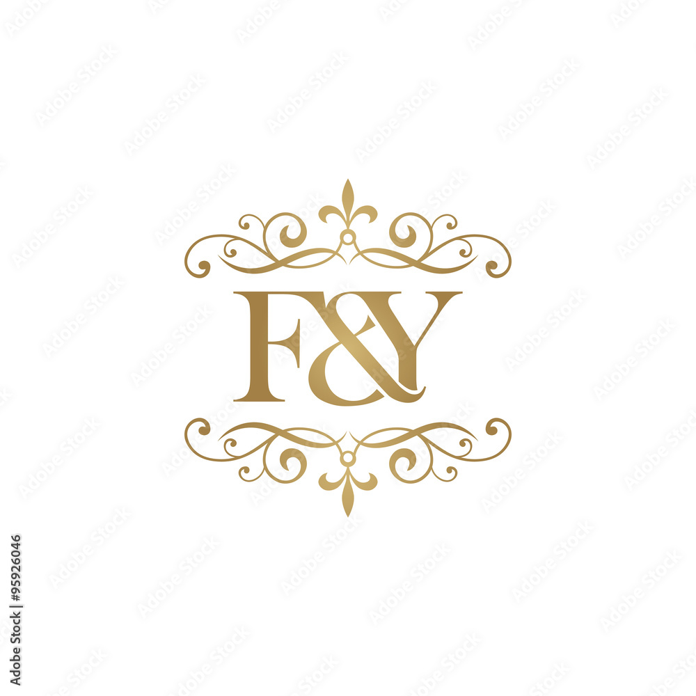 F&Y Initial logo. Ornament ampersand monogram golden logo Stock Vector ...