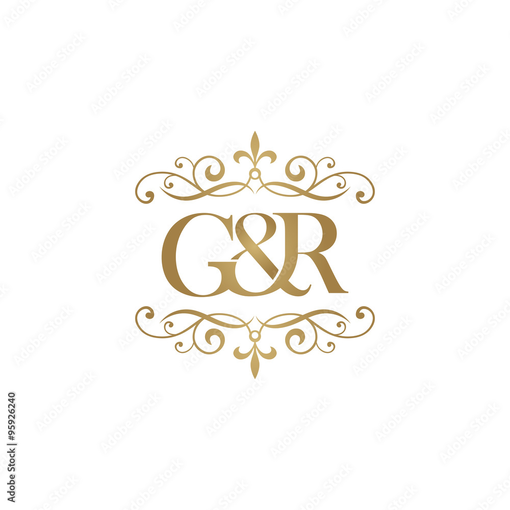 G&R Initial logo. Ornament ampersand monogram golden logo Stock Vector ...