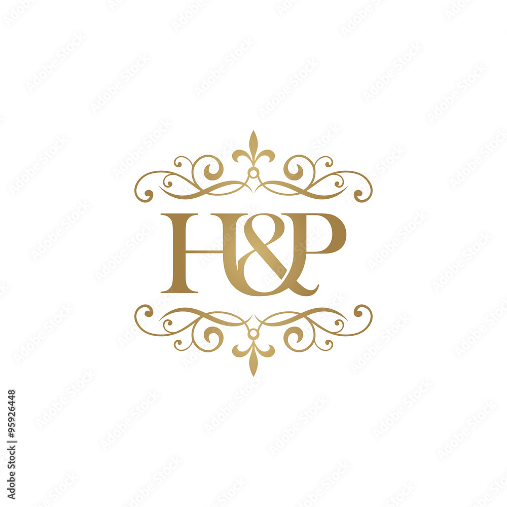 H&P Initial logo. Ornament ampersand monogram golden logo Stock Vector ...