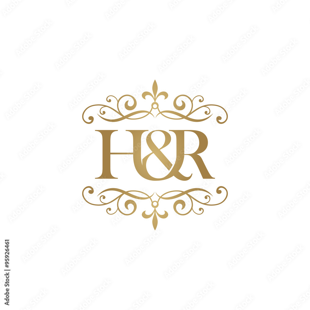 H&R Initial logo. Ornament ampersand monogram golden logo Stock Vector ...