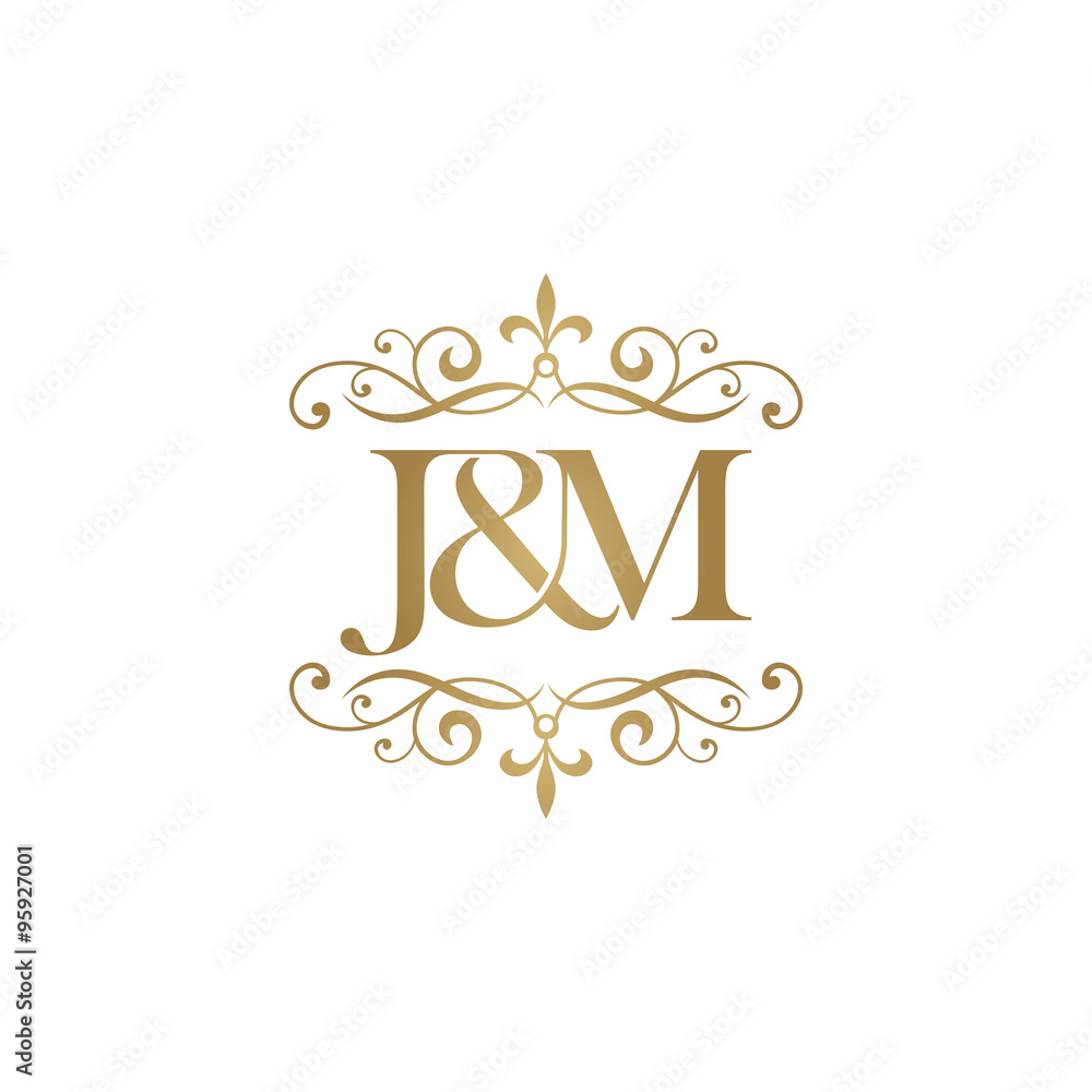 J&M Initial logo. Ornament ampersand monogram golden logo Stock Vector ...