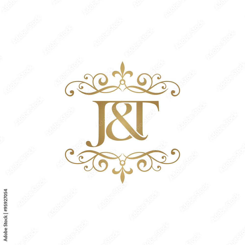 J&T Initial logo. Ornament ampersand monogram golden logo Stock Vector ...