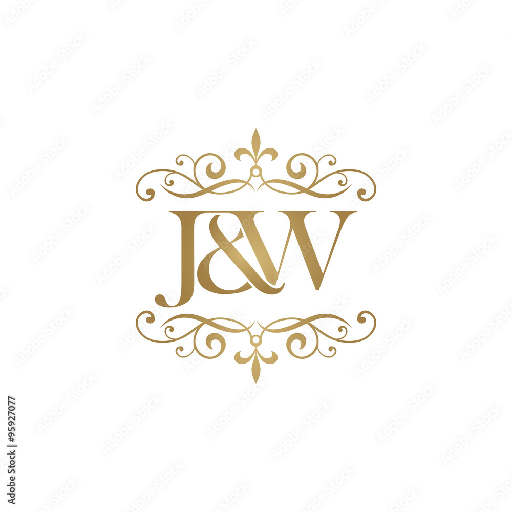 J&W Initial logo. Ornament ampersand monogram golden logo Stock Vector ...