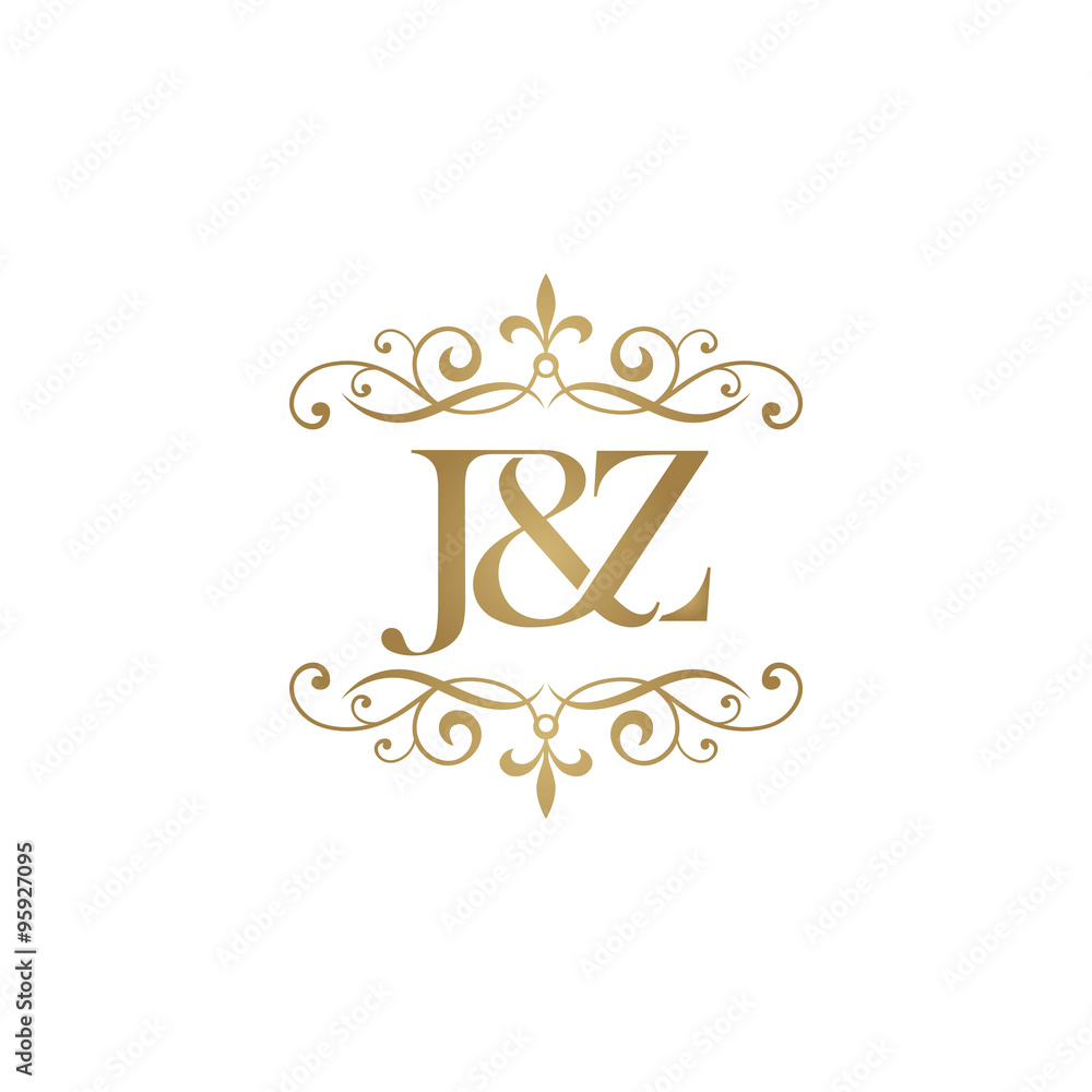 J&Z Initial logo. Ornament ampersand monogram golden logo Stock Vector ...