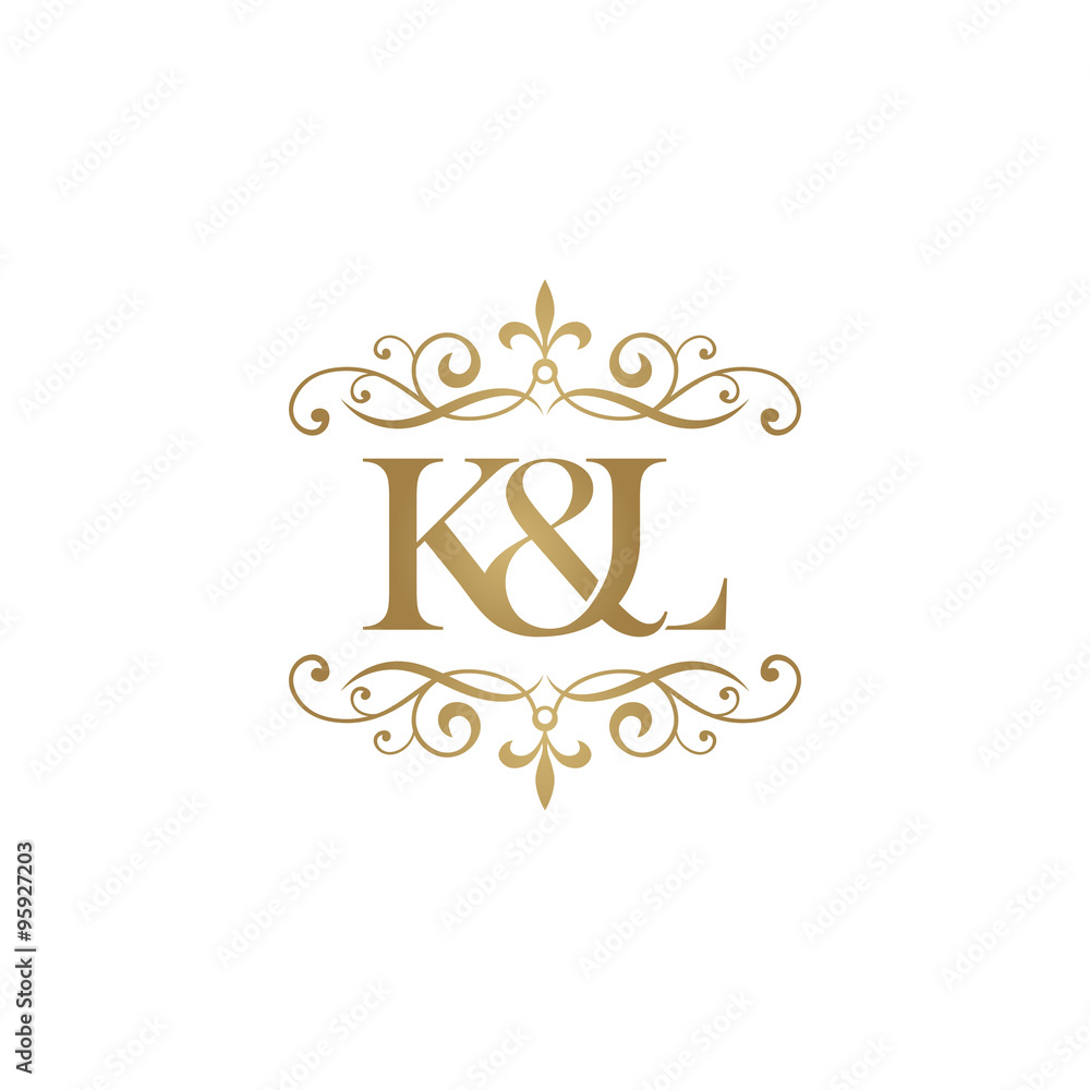 K&L Initial logo. Ornament ampersand monogram golden logo Stock Vector ...