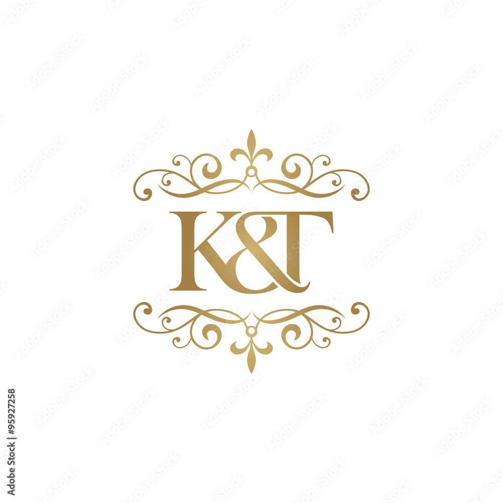 K&T Initial logo. Ornament ampersand monogram golden logo Stock Vector ...