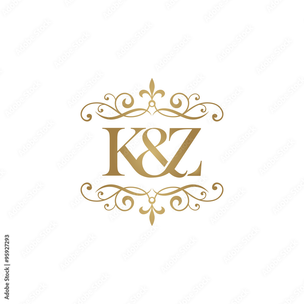 K&Z Initial logo. Ornament ampersand monogram golden logo Stock Vector ...