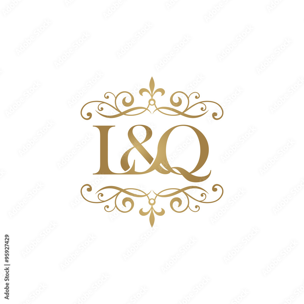L&Q Initial logo. Ornament ampersand monogram golden logo Stock Vector ...