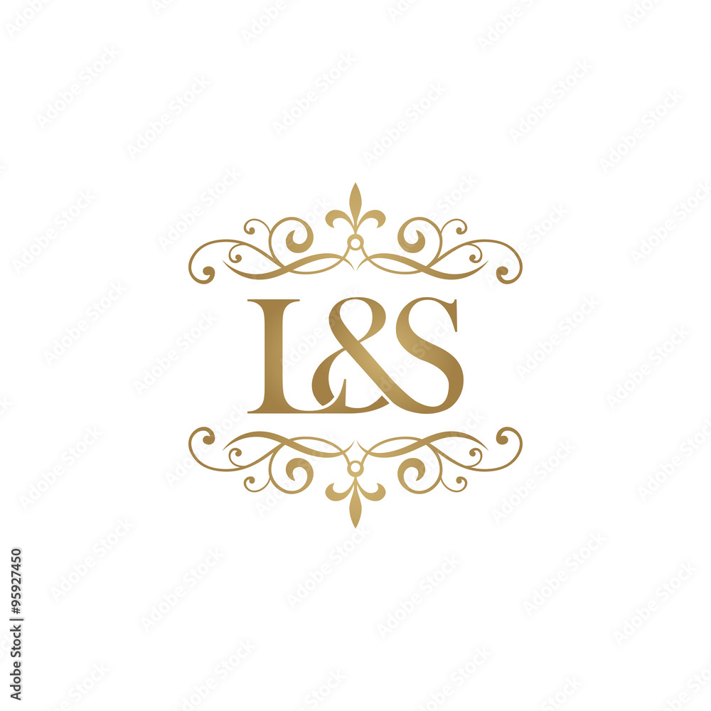 L&S Initial logo. Ornament ampersand monogram golden logo vector de ...