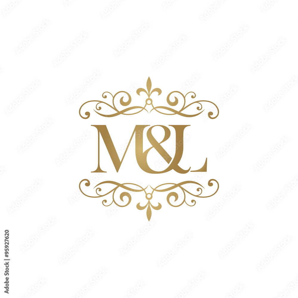 M&L Initial logo. Ornament ampersand monogram golden logo Stock Vector ...
