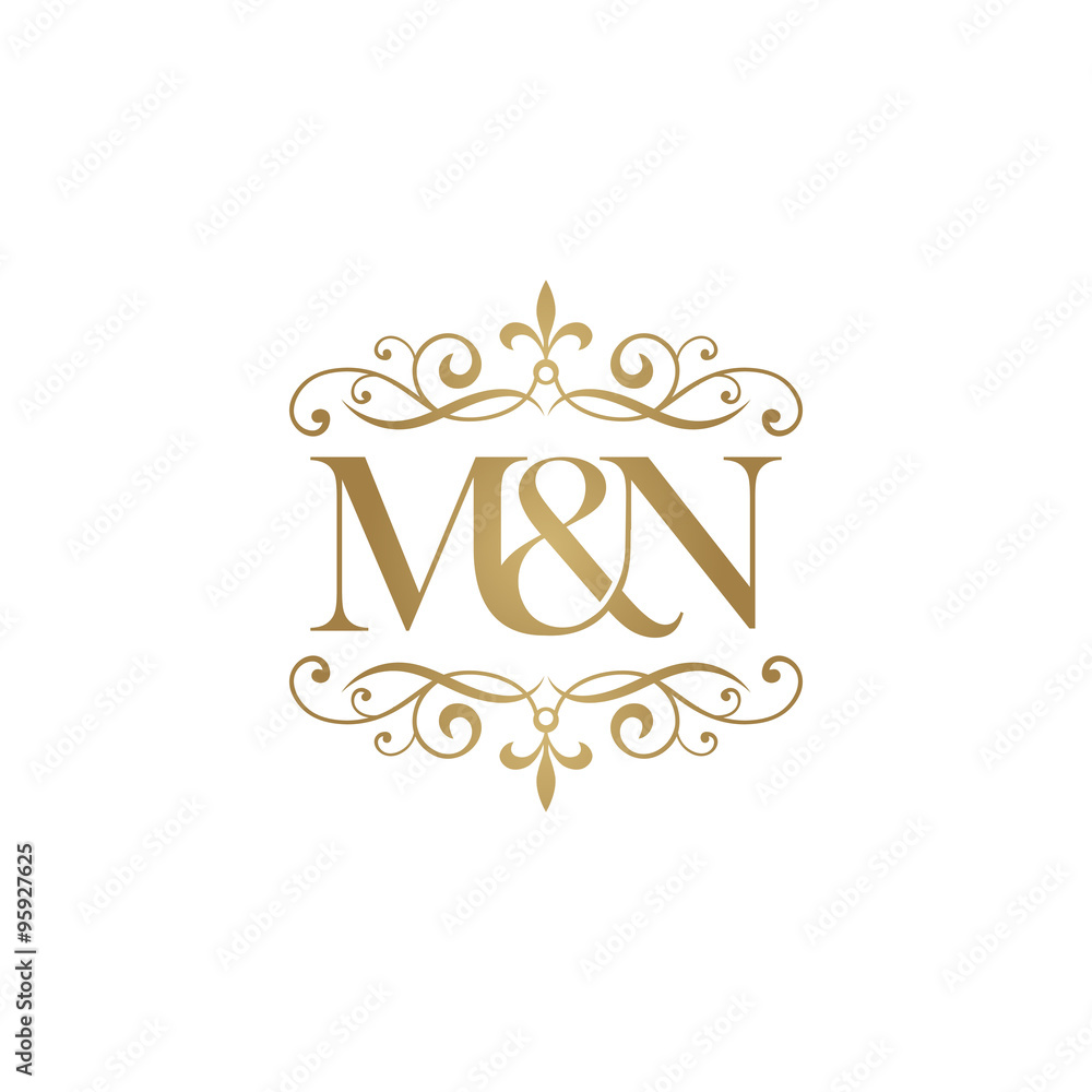 M&N Initial logo. Ornament ampersand monogram golden logo Stock Vector ...