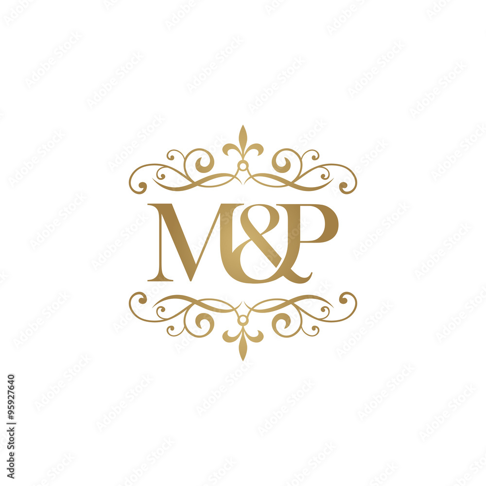 M&P Initial logo. Ornament ampersand monogram golden logo vector de ...
