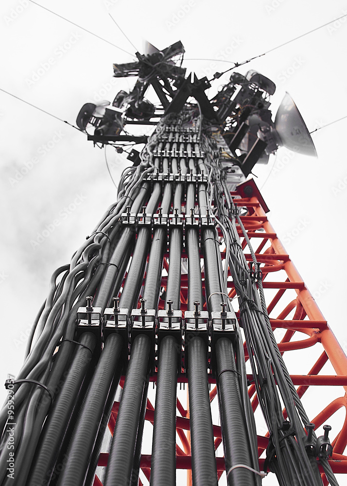 antenna feedlines. feeder cable route telecommunications tower ...