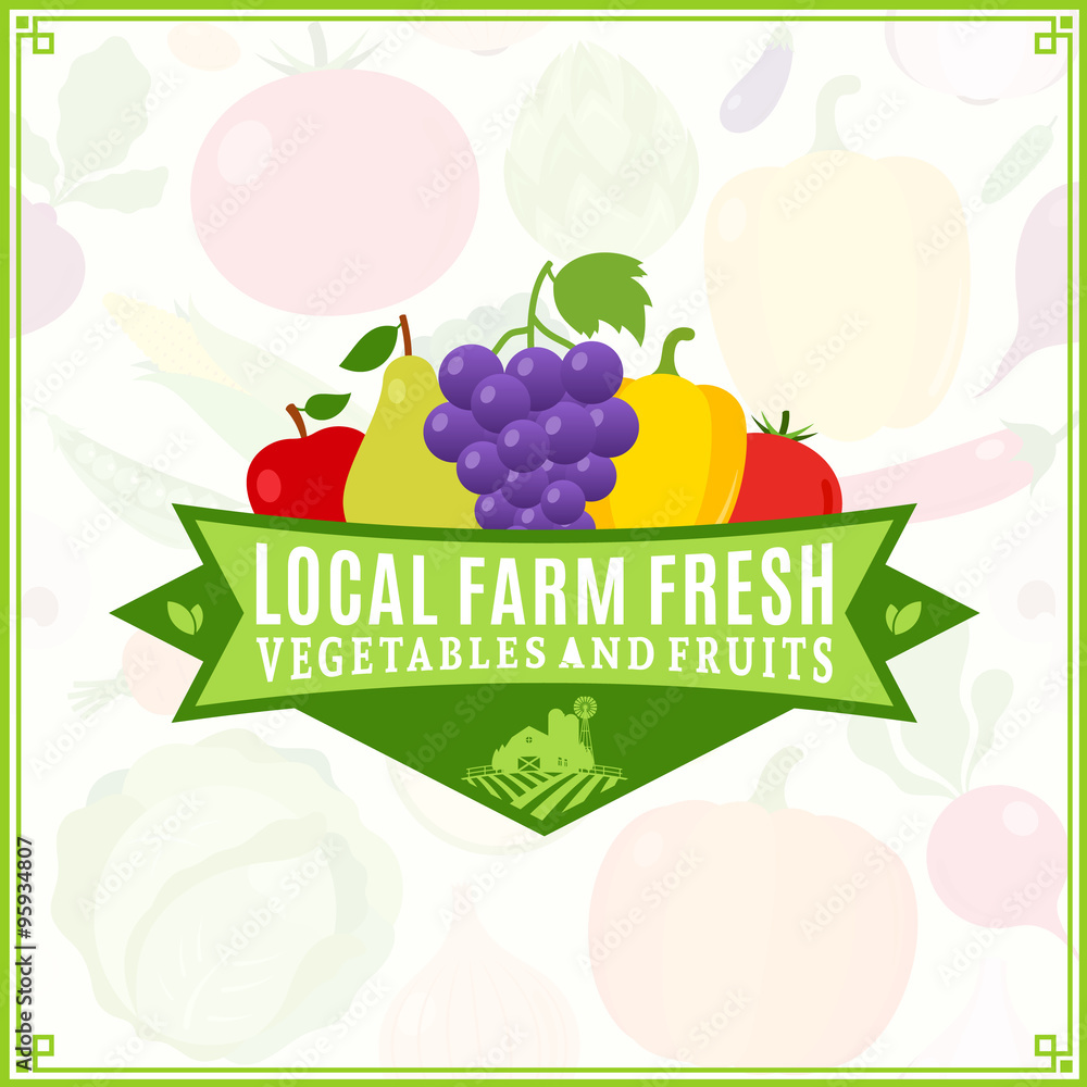 Fruits and Vegetables Logo, Fruits and Vegetables Icons. Stock Vector ...