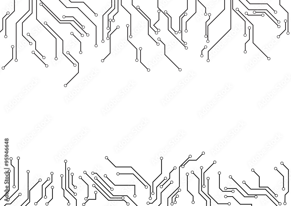 Vector : Electronic circuit border on white background Stock Vector ...