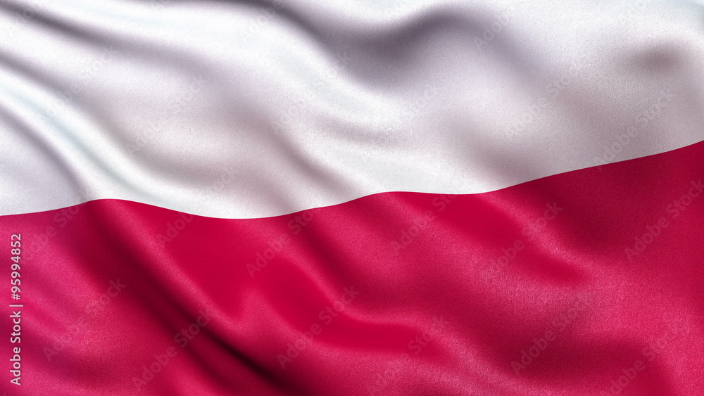 Realistic Ultra-HD flag of Poland waving in the wind. Seamless loop ...