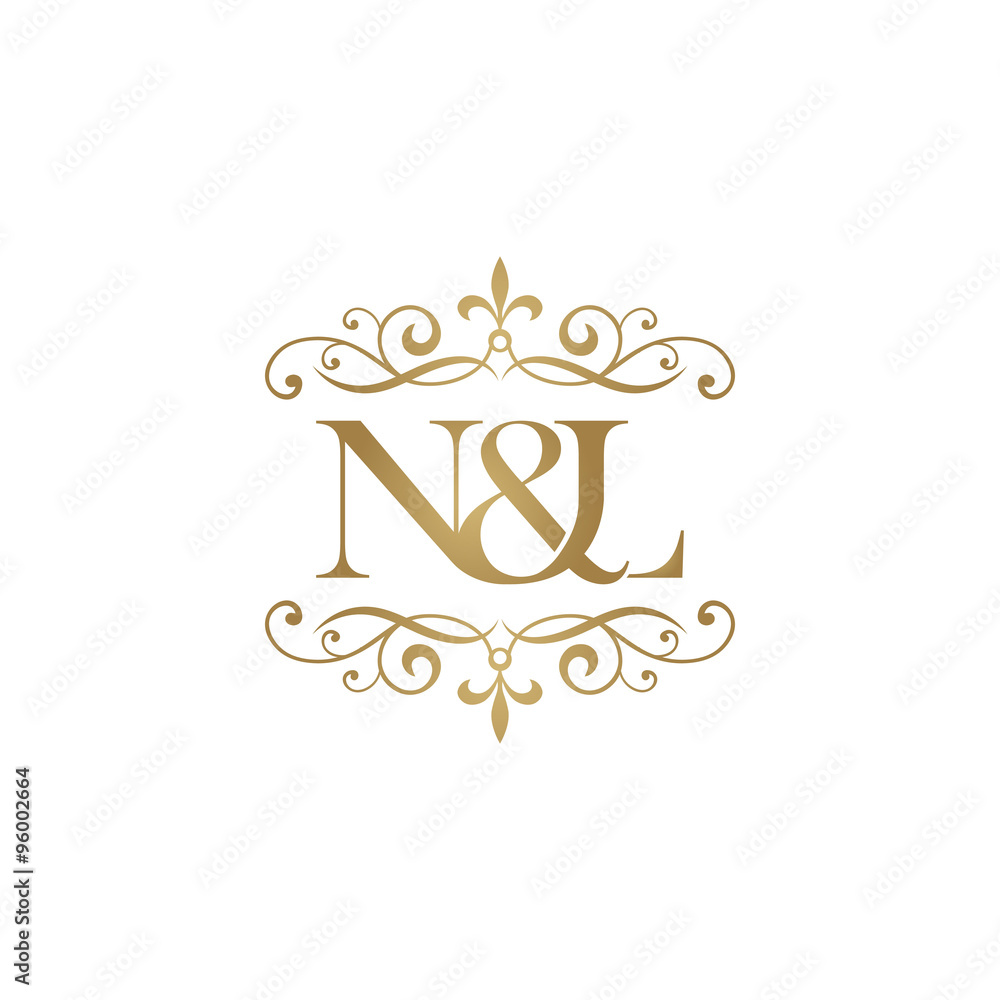 N&L Initial logo. Ornament ampersand monogram golden logo Stock Vector ...