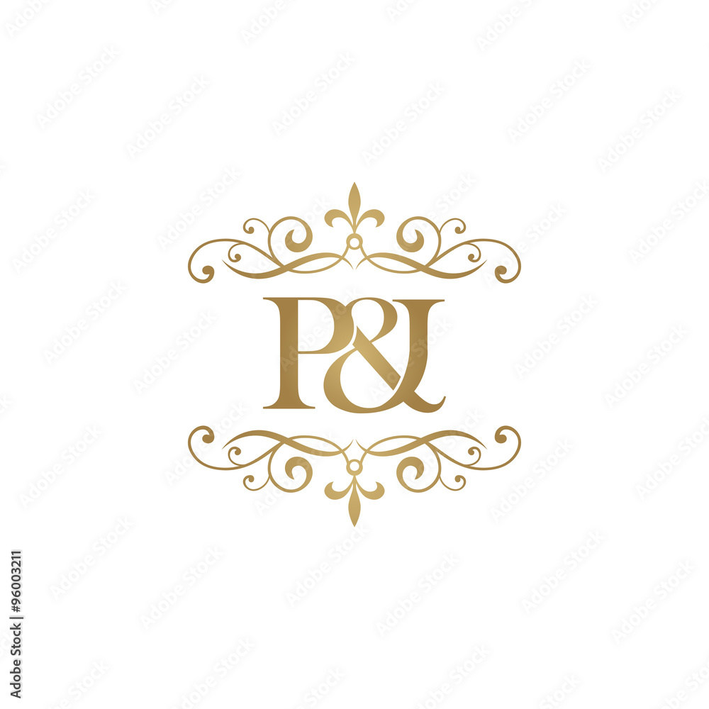 P&I Initial logo. Ornament ampersand monogram golden logo Stock Vector ...