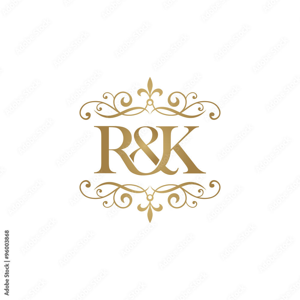 R&K Initial logo. Ornament ampersand monogram golden logo Stock Vector ...