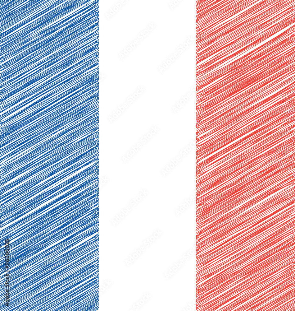 Hand Draw Sketch Flag of France Stock Vector | Adobe Stock