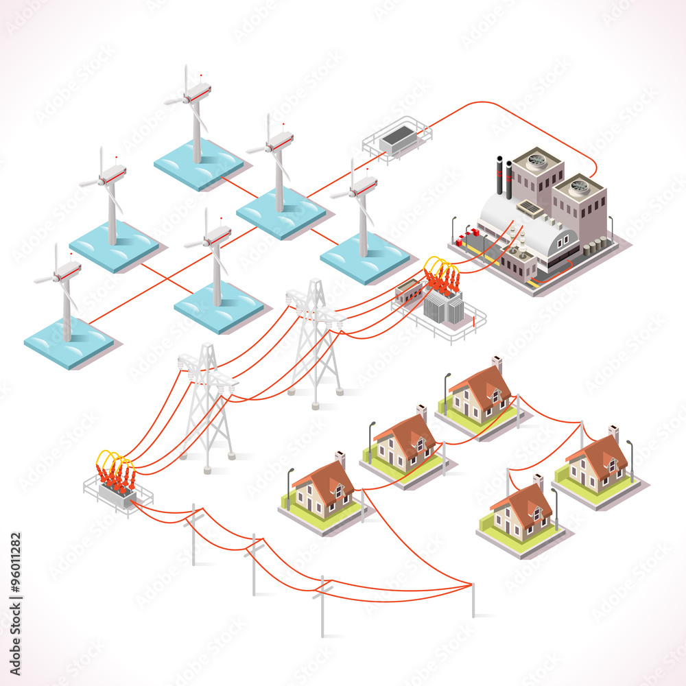 Energy Infographic Isometric City Map Vector Stock Vector | Adobe Stock