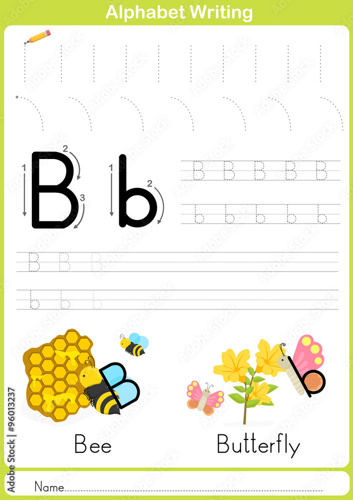 Alphabet A-Z Tracing Worksheet, Exercises for kids - illustration and ...