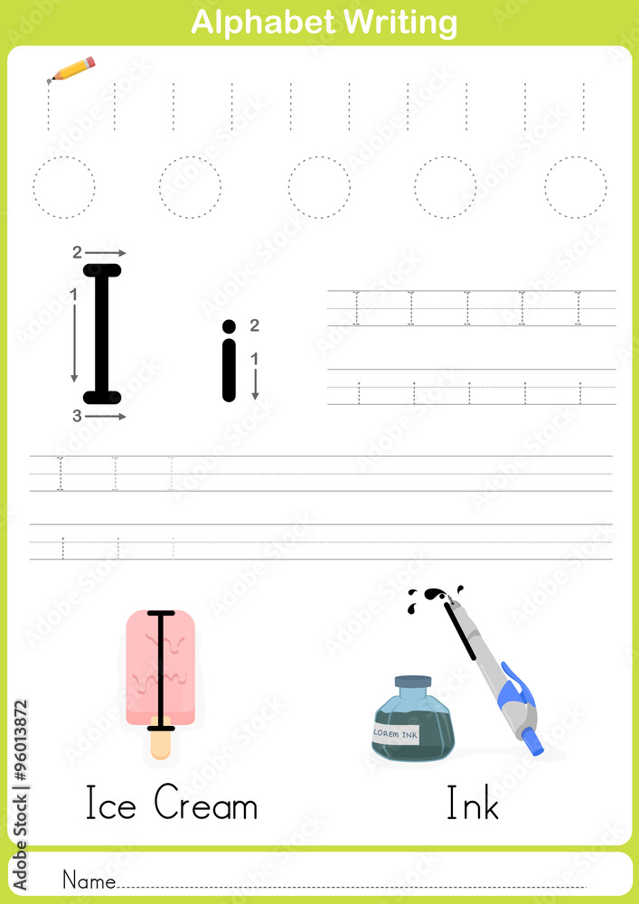 Alphabet A-Z Tracing Worksheet, Exercises for kids - illustration and ...