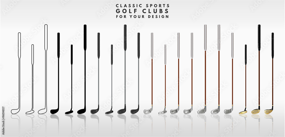 Playing putter golf. Different colors and shapes for your design Stock ...