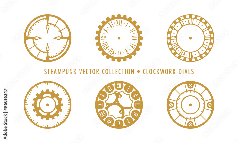 Steampunk Collection (isolated on white) - Clockwork Dials Stock Vector ...